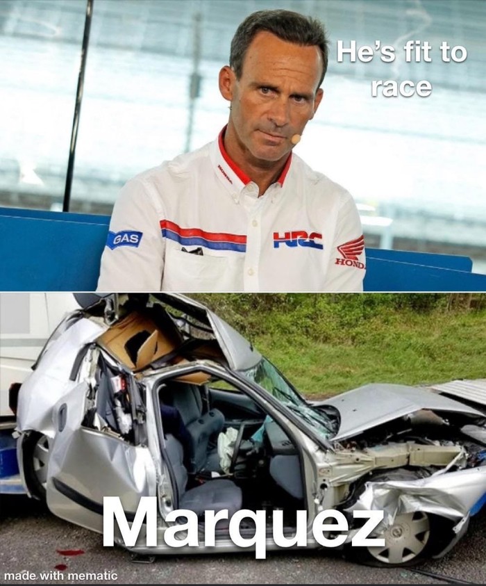 Meme-meme Kocak Marquez Tampil di MotoGP Andalusia Usai Patah Lengan