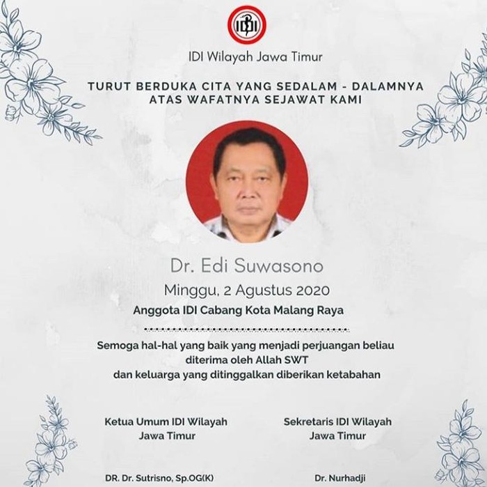 Pertama Kalinya di Malang, Satu Dokter Meninggal Karena COVID-19 Pertama Kalinya di Malang, Satu Dokter Meninggal Karena COVID-19