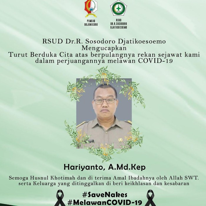 Perawat Meninggal Karena COVID-19, Ruang Bedah RSUD Bojonegoro Ditutup Perawat Meninggal Karena COVID-19, Ruang Bedah RSUD Bojonegoro Ditutup