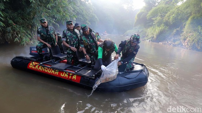 Aksi Tebar Ikan dan Bersih-bersih Sungai Ciliwung