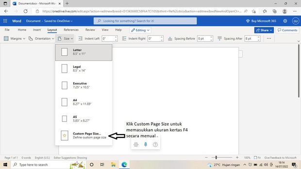 Ukuran Kertas F4 Di Word Dalam Cm Mm Dan Cara Membuatnya