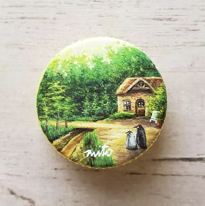 Keren! 10 Lukisan Landscape Ini Dibuat di Tutup Botol Minuman