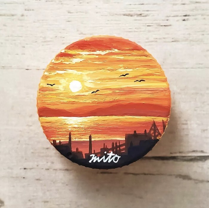 Keren! 10 Lukisan Landscape Ini Dibuat di Tutup Botol Minuman