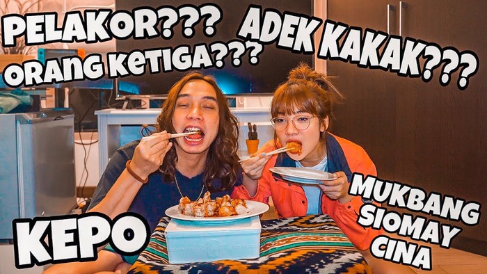 Keseruan Gerry Girianza dan Bella Tanesia saat Mukbang Makanan Pedas