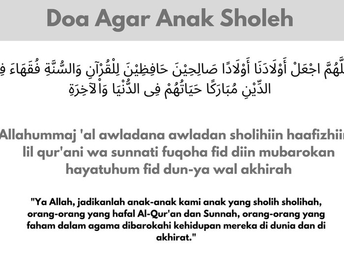 Doa untuk Anak Agar Sholeh dan Sejahtera Dunia Akhirat