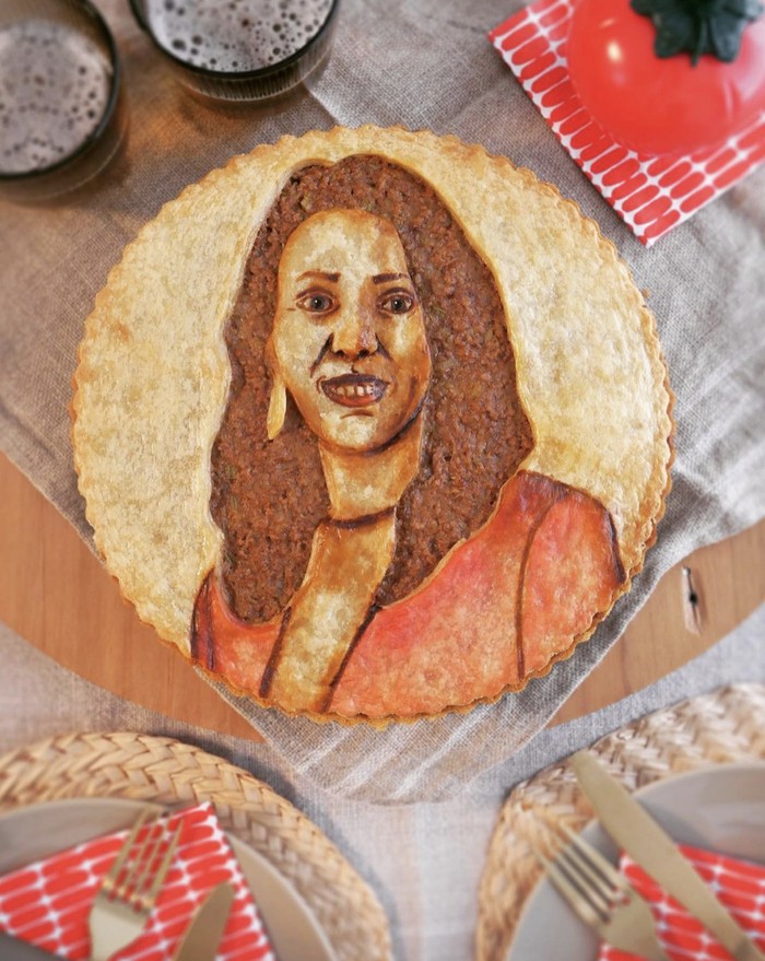 Di Tangan Seniman Ini, Pie Jadi Karya Seni Potret Tokoh Terkenal