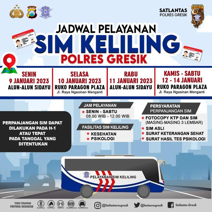 Catat Rek Jadwal SIM Keliling Gresik hingga 14 Januari 2023 Catat Rek Jadwal SIM Keliling Gresik hingga 14 Januari 2023