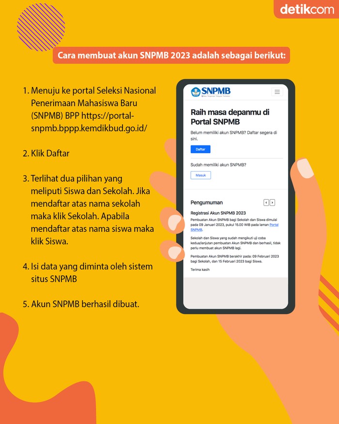 Infografis: Pendaftaran Akun SNPMB 2023, Mulai Hari Ini! Infografis: Pendaftaran Akun SNPMB 2023, Mulai Hari Ini!