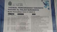 Jadwal dan Tema Ceramah Tarawih Ramadhan di Masjid Al Falah Surabaya