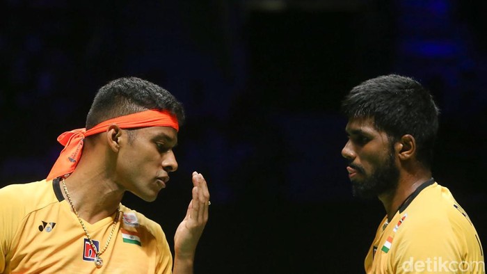 Ekspresi Ganda Putra India Usai Juara Indonesia Open 2023