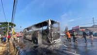 Bus Wisata Terbakar Hebat di Jalan Solo-Jogja Diduga Akibat Korsleting
