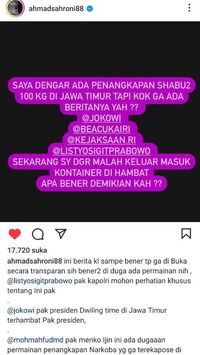 Ahmad Sahroni Sebut Ada Tangkapan Sabu 100 Kg di Jatim, Ini Kata Polda