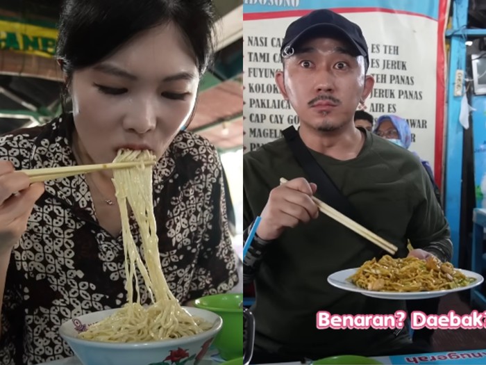 Gaya Pasangan Korea Kulineran di Indonesia, Beli Mendoan hingga Nasi Kucing