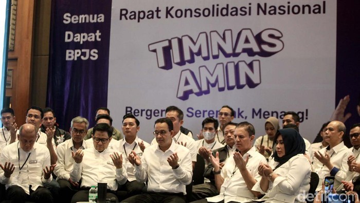 H-1 Debat, Anies-Cak Imin Hadiri Konsolidasi Timnas AMIN