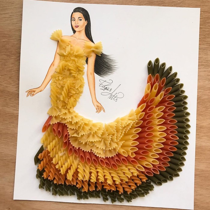 Kreatif dan Unik! 10 Sketsa Gaun Indah Ini Dibuat Pakai Makanan
