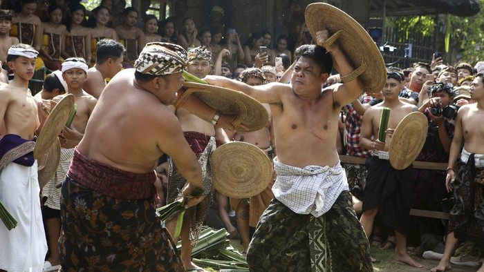 Aksi Berani Pria di Bali Ikut Perang Pandan Berduri