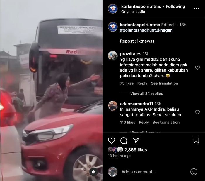 Viral Polwan Hujan-hujanan Atur Lalu Lintas di Bekasi, Begini Ceritanya Viral Polwan Hujan-hujanan Atur Lalu Lintas di Bekasi, Begini Ceritanya
