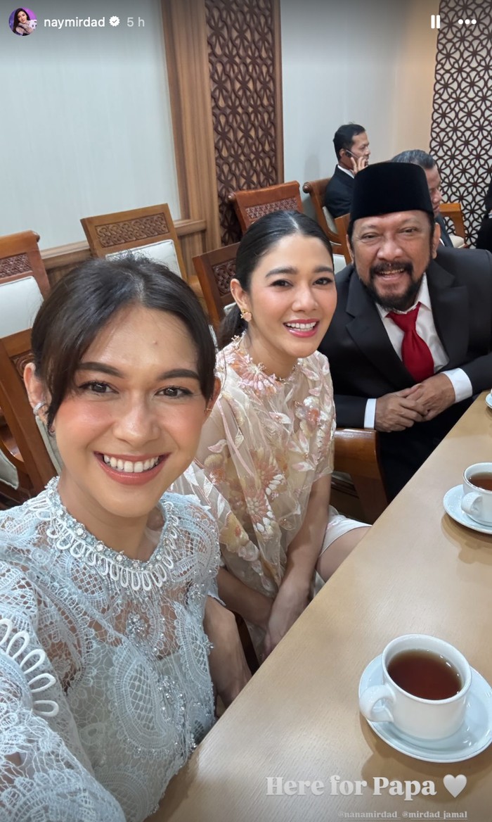 Gaya Kompak Nana-Naysilla Mirdad di Pelantikan Anggota DPR RI Jamal Mirdad