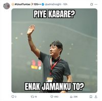Meme Kocak 'STY Piye Kabare Enak Jamanku To?' Usai Timnas Kalah