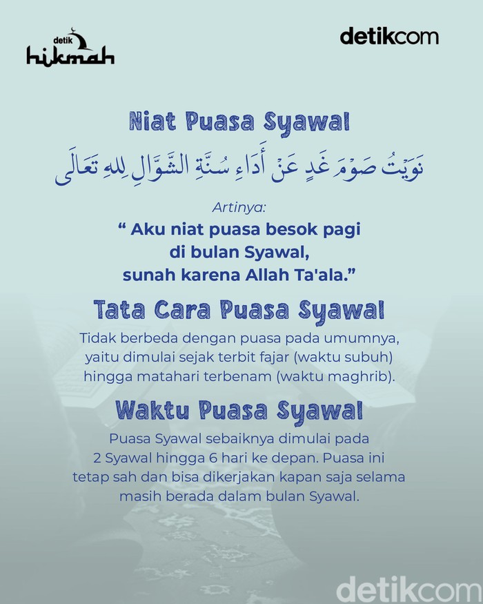 Niat Puasa 6 Hari di Bulan Syawal, Lengkap Tata Cara dan Waktunya