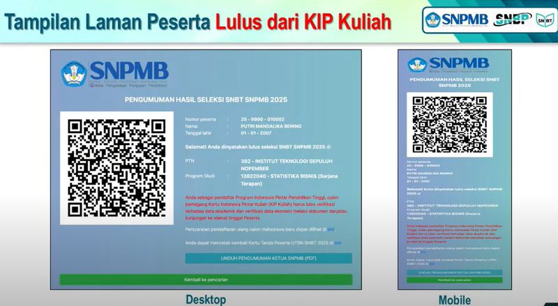 Tampilan Akun Peserta Lolos UTBK SNBT 2025 dan yang Tidak Lolos, Begini ... Tampilan Akun Peserta Lolos UTBK SNBT 2025 dan yang Tidak Lolos, Begini ...