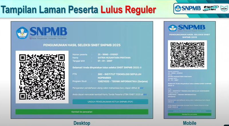 Tampilan Akun Peserta Lolos UTBK SNBT 2025 dan yang Tidak Lolos, Begini ... Tampilan Akun Peserta Lolos UTBK SNBT 2025 dan yang Tidak Lolos, Begini ...