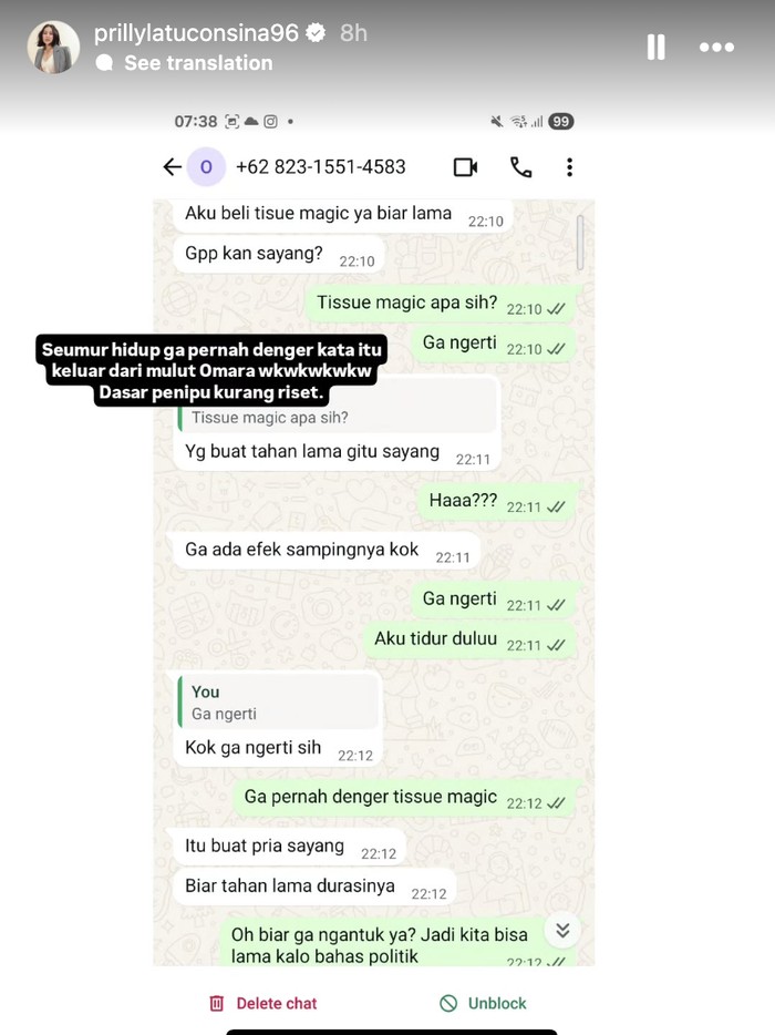 Prilly Latuconsina Jadi Sasaran WA Gak Senonoh, Ngaku Omara Esteghlal