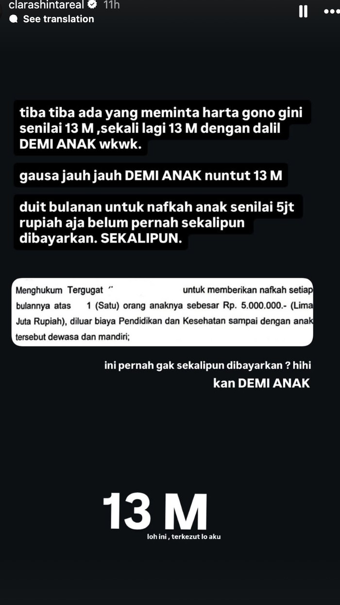 Respons Clara Shinta Digugat Gana-gini Rp 13 M oleh Eks Suami
