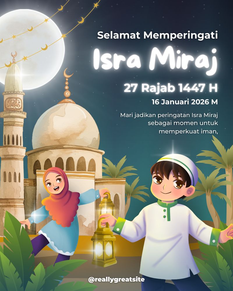 45 Poster Isra Miraj 2026 untuk Umum-Sekolah: Lucu, Edukatif, dan Menarik
