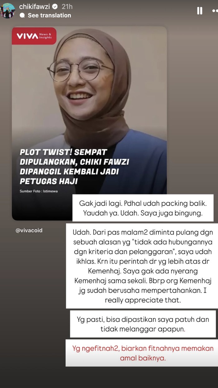 Chiki Fawzi: Dicopot Jadi Petugas Haji, Diminta Lagi dan Berakhir Gak Jadi