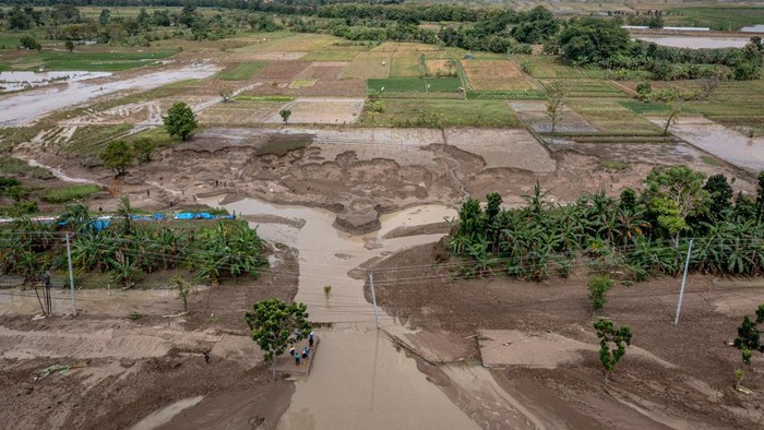 Penampakan Tanggul Sungai Tuntang Jebol, Jalur Semarang-Purwodadi Lumpuh