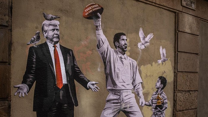 Mural Bad Bunny vs Donald Trump Muncul di Barcelona