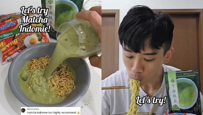 Nyeleneh! Kini Ada Kreasi Indomie Goreng Siram Matcha Latte