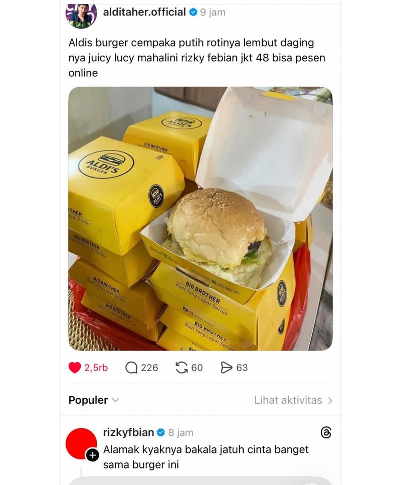 Kata Artis Soal Aldi's Burger hingga Kombinasi Durian yang Tidak Disarankan