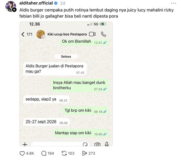 Aldi's Burger Viral! Ini Kata Artis soal 'Rotinya Lembut Dagingnya ...