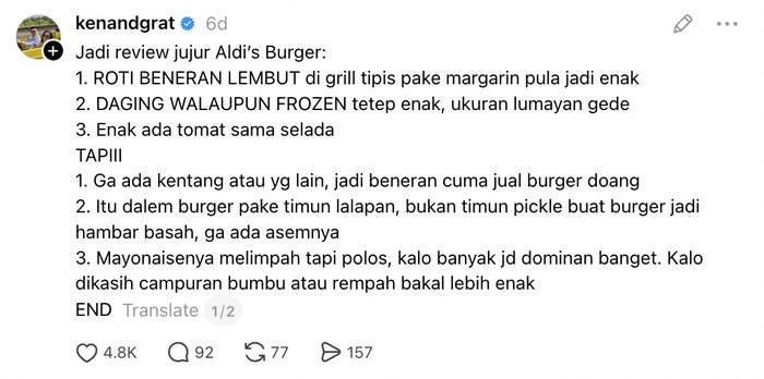 Aldi's Burger Viral! Ini Kata Artis soal 'Rotinya Lembut Dagingnya ...