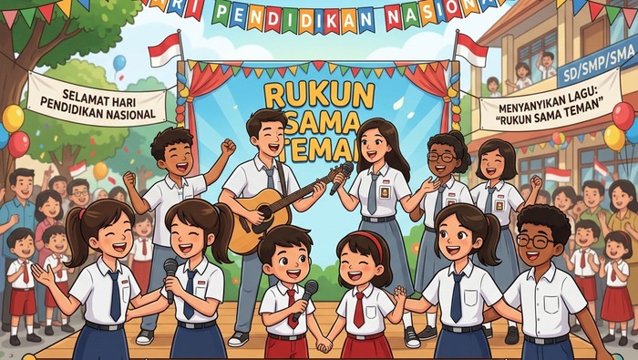 Lirik Lagu Rukun Sama Teman Kemendikdasmen, Dinyanyikan Saat Hardiknas ...