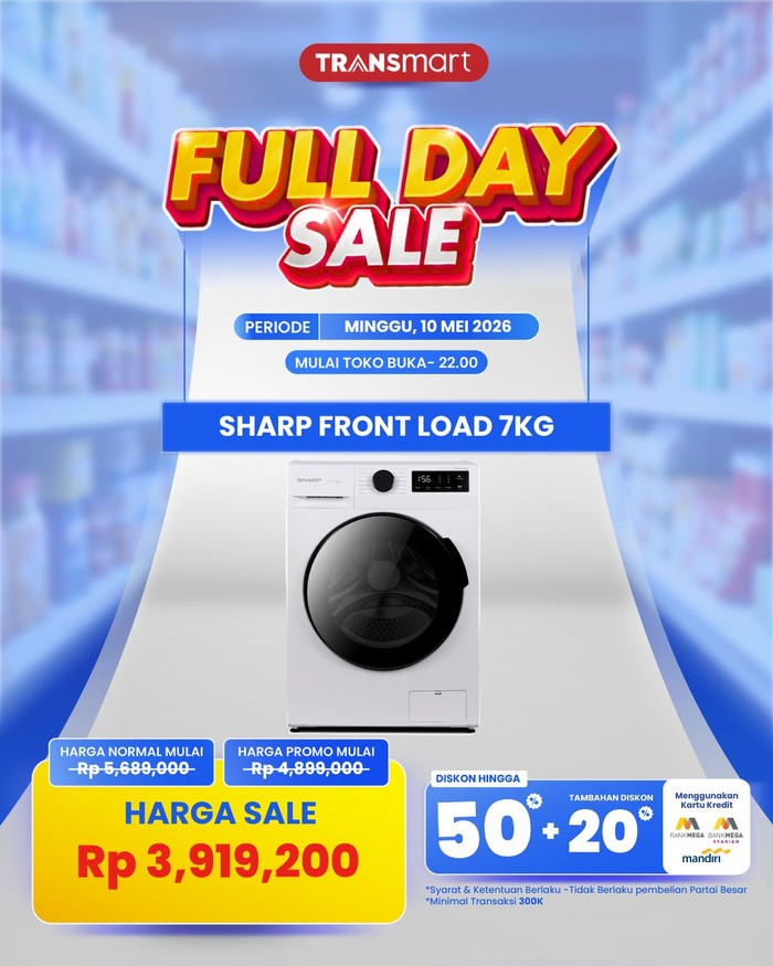 Diskon Asyik Mesin Cuci Sharp Front Load di Transmart Full Day Sale!