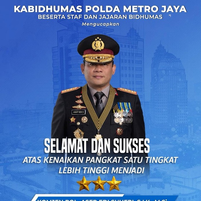 Pangkat Kapolda Metro Asep Edi Suheri Naik Komjen Berdasarkan Keppres