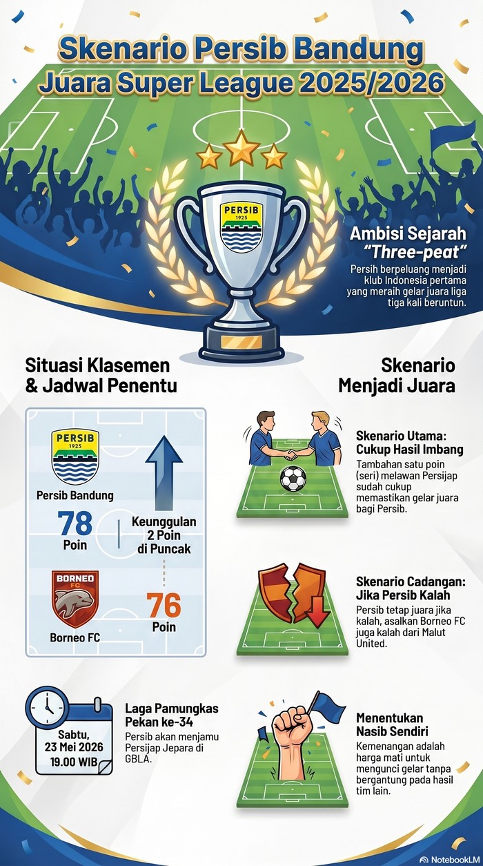 Infografis: Skenario Persib Bandung Juara Super League 2025/2026