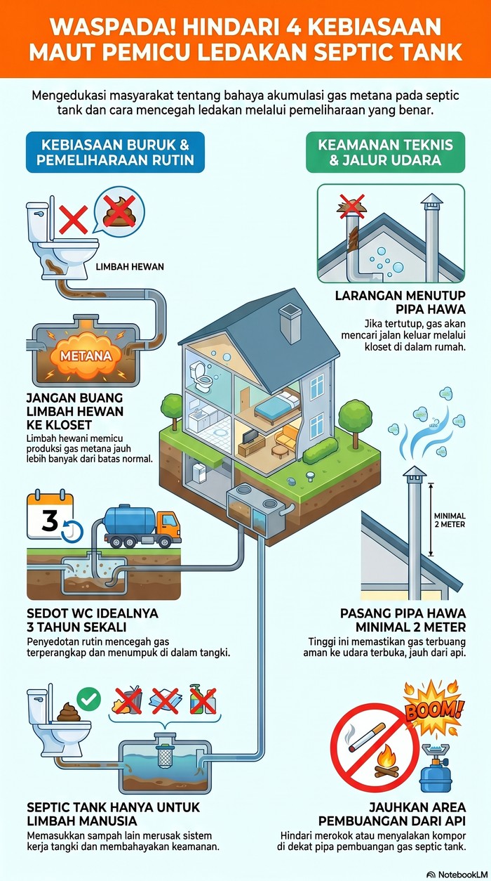 Kebiasaan Buruk Pakai Septic Tank yang Bisa Bikin Rumah Kebakaran