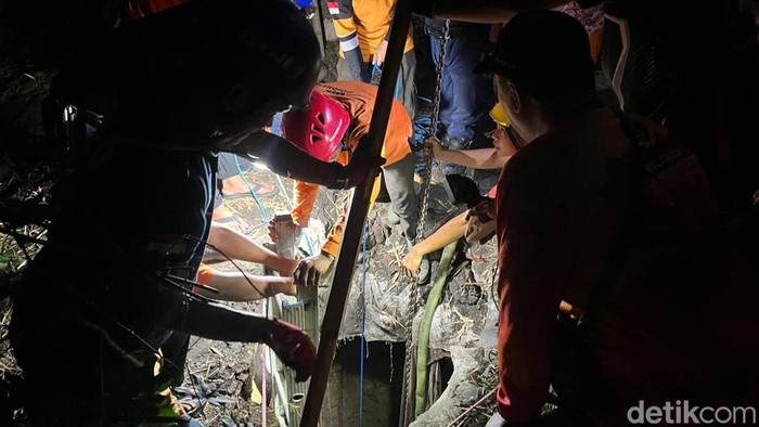 Damkar Evakuasi Sapi Kurban Nyemplung Septic Tank di Mojokerto