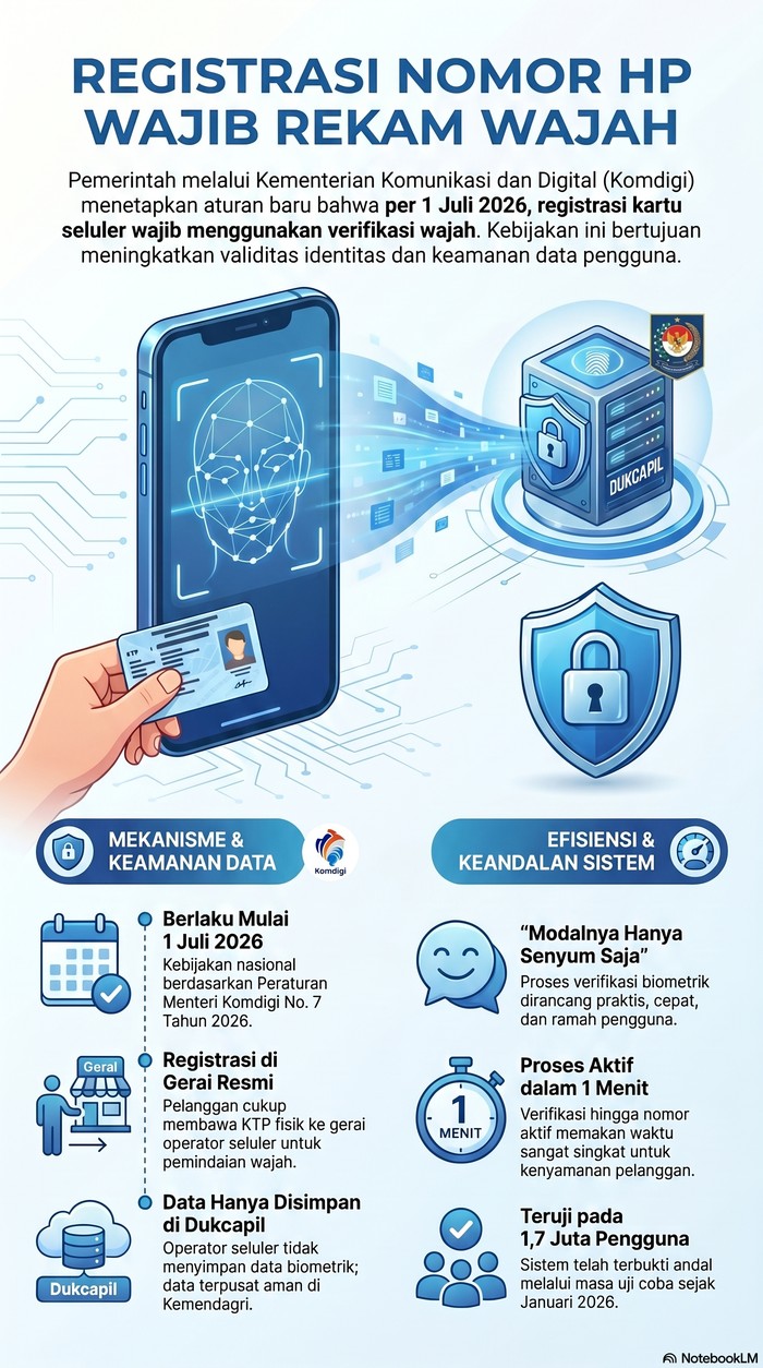 Infografis: Registrasi Kartu Nomor Ponsel Wajib Rekam Wajah