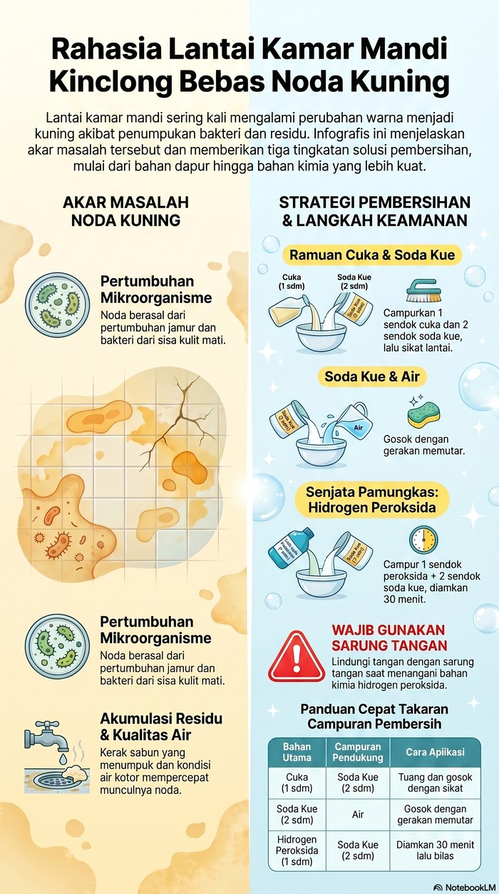 Lantai Kamar Mandi Muncul Noda Kuning? Bersihkan Pakai 3 Bahan Ajaib Ini