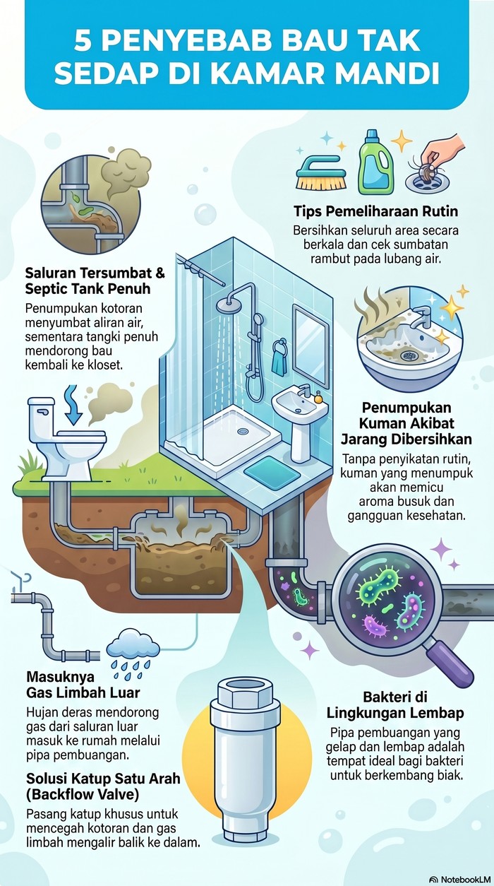 5 Penyebab Muncul Bau Tak Sedap di Kamar Mandi yang Bikin Enek!