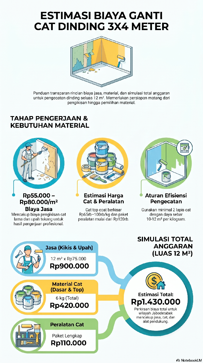 Infografis: Estimasi Biaya Ganti Cat Dinding Ukuran 3x4 Meter