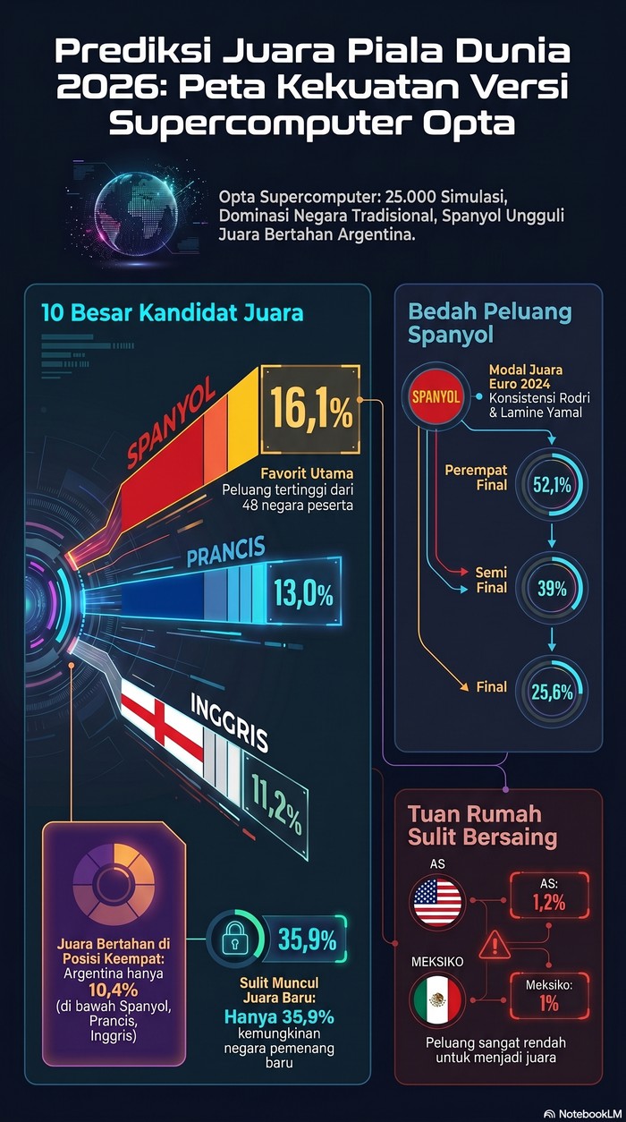 Infografis: Prediksi Juara Piala Dunia 2026, Argentina ke Berapa?