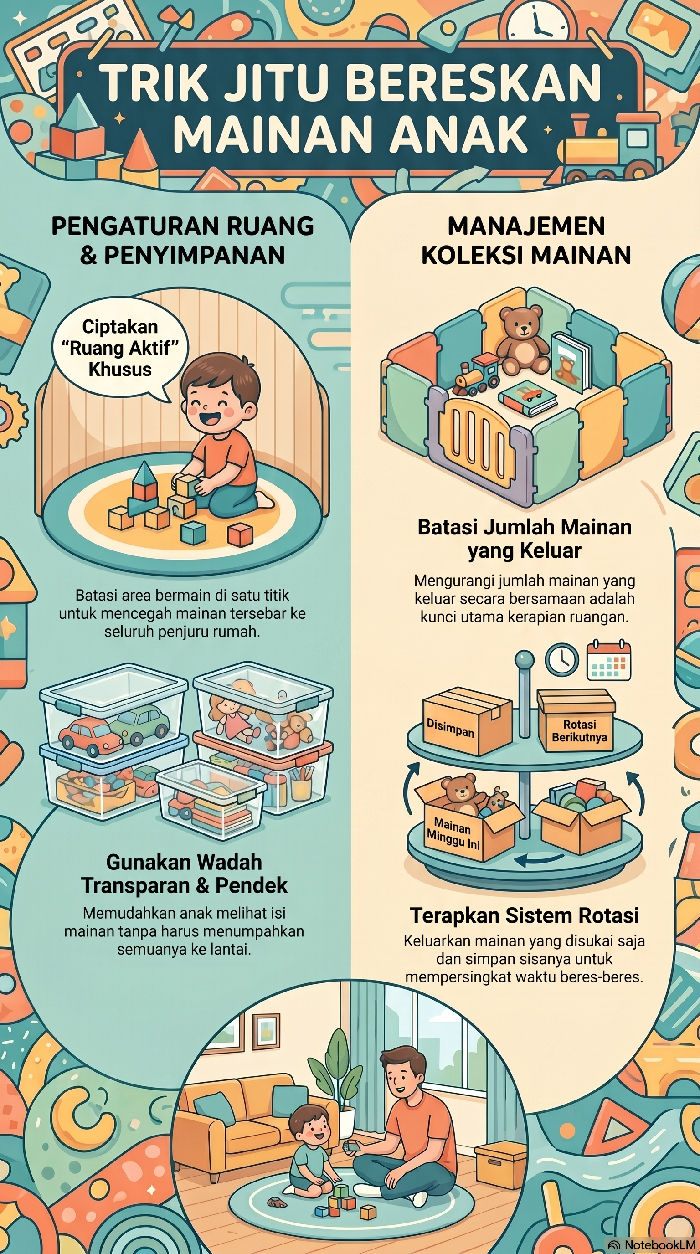 Rumah Sering Berantakan gegara Mainan Anak? Bereskan Pakai Trik Kilat Ini