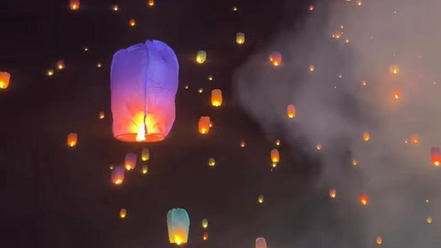 Cantiknya 7.000 Lampion Terbang Menghiasi Langit Lamandau Semalam