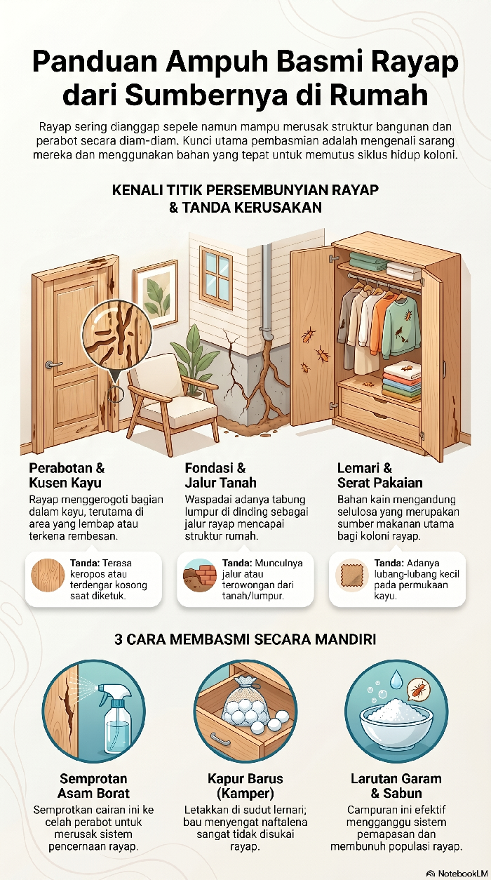 Infografis: 4 Tempat Persembunyian Rayap di Rumah dan Cara Mengusirnya